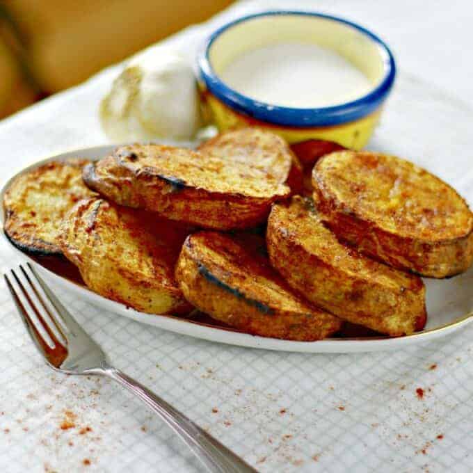Marinated and Sliced Grilled Potatoes • Dishing Delish