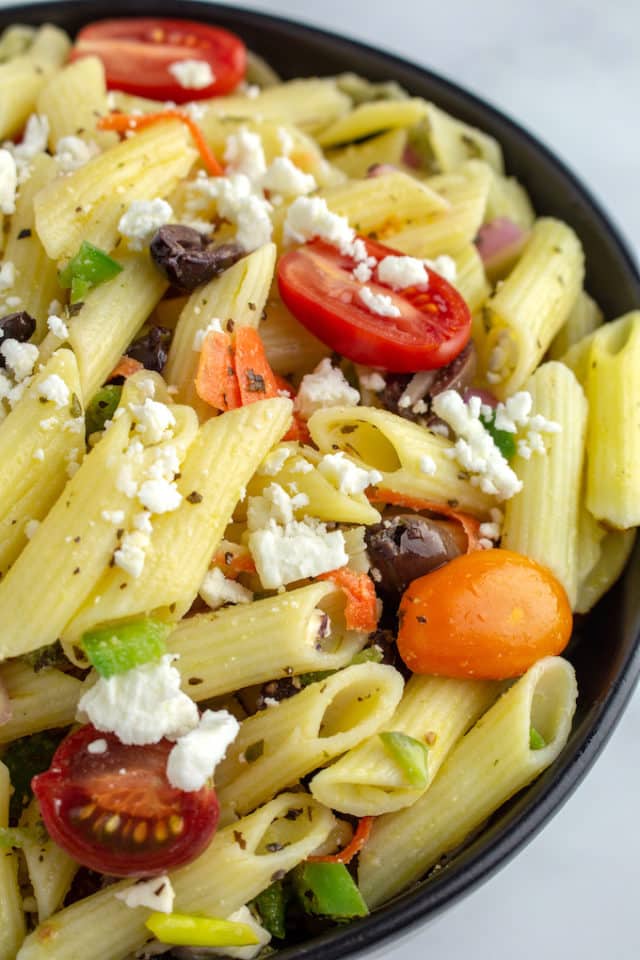 Greek Pasta Salad Recipe (Gluten Free!) • Dishing Delish