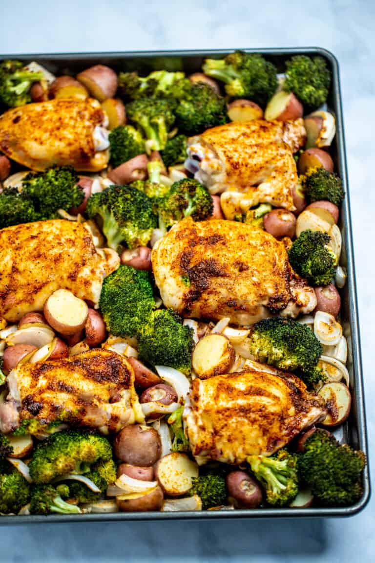 Sheet Pan Chicken Thighs • Dishing Delish