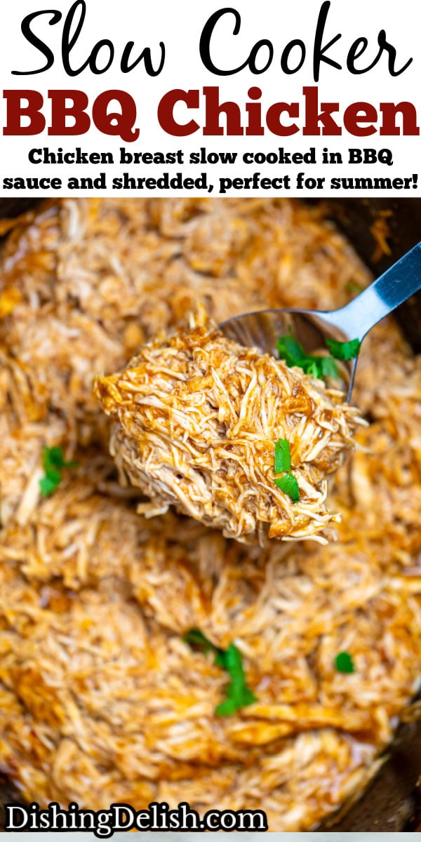 Slow Cooker BBQ Chicken • Dishing Delish