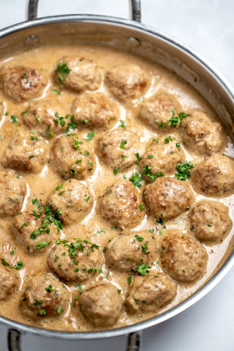 Meatballs and Gravy • Dishing Delish