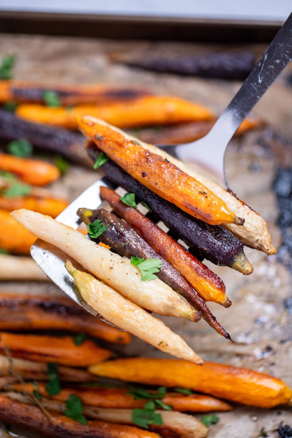 Roasted Rainbow Carrots • Dishing Delish